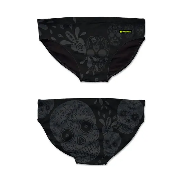 FISHIRT Swim Brief Mexican Skull Graphic Flamuertos - Black