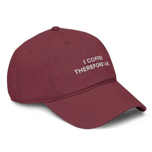 ANCHOR & CREW Burgundy Gustatory I Coffee Therefore I Am. Cotton Embroide Cap - Red