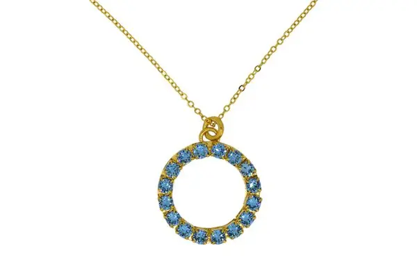 VICKISARGE The Hoop Necklace In Gold Short - Blue