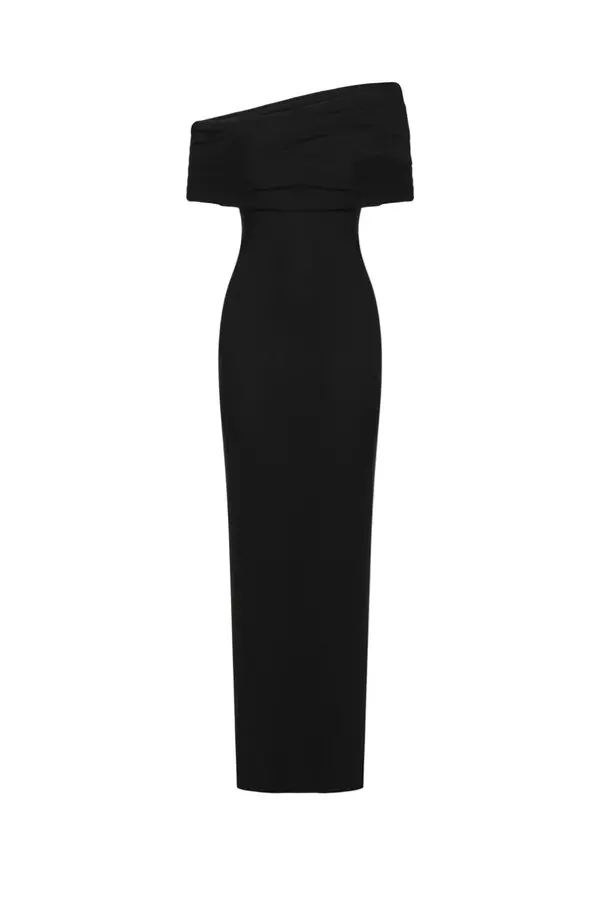 NOCTURNE Asymmetric Off-shoulder Draped Maxi Dress