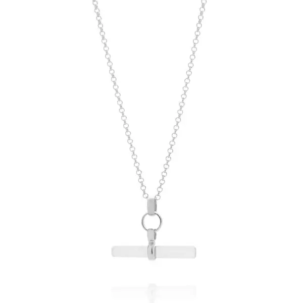 NELLOU JEWELLERY Neutrals Quartz Crystal T Bar Necklace Sterling Silver - Gray
