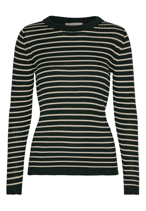GROBUND Hanna Rib Knit The One In Dark With Stripes - Green
