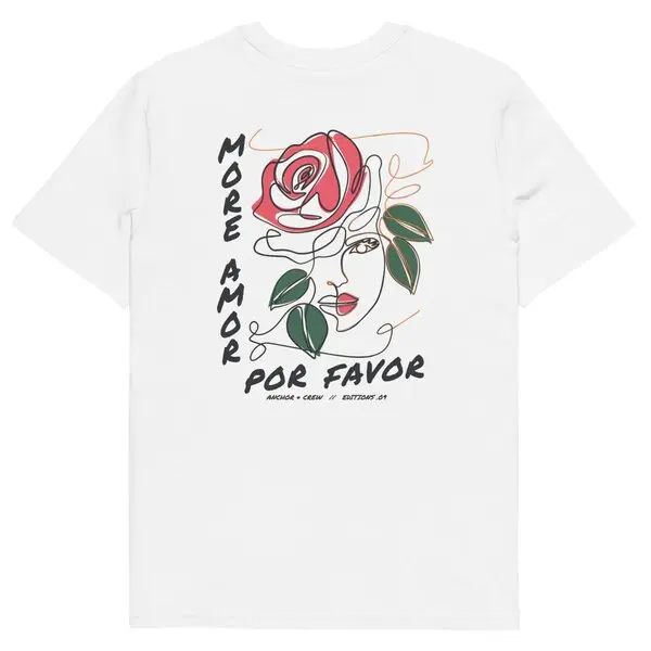 ANCHOR & CREW Nine More Amor Por Favor Editions Organic Cotton T-shirt - White