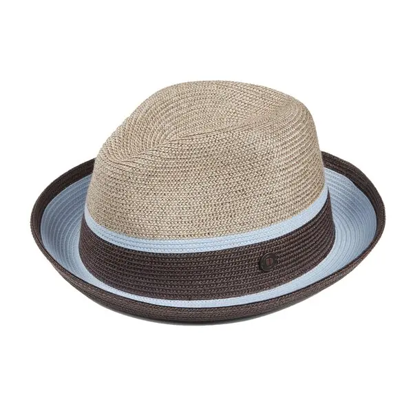 DASMARCA HATS Neutrals Dasmarca Verona Sky Lightweight Summer Two Tone Straw Fedora Hat For And - Blue
