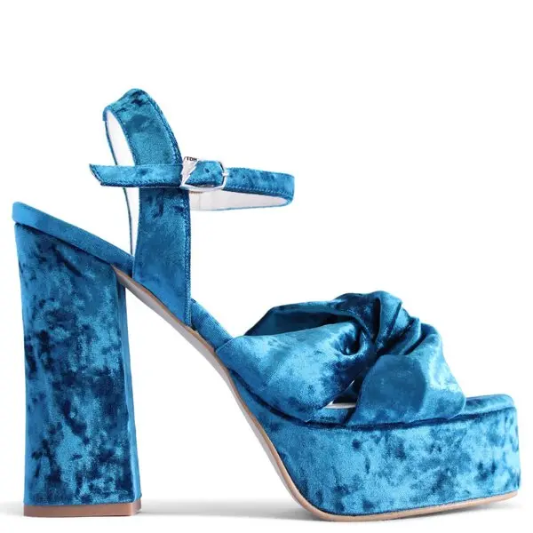 TERRY DE HAVILLAND Tyla Midnight Velvet Platform Heel - Blue