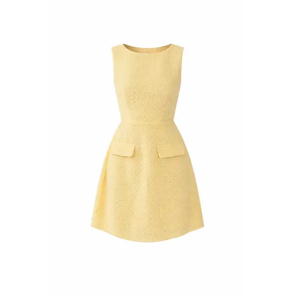 GIRL IN MIND Athenia Tweed Pocket Detail Mini Dress - Yellow