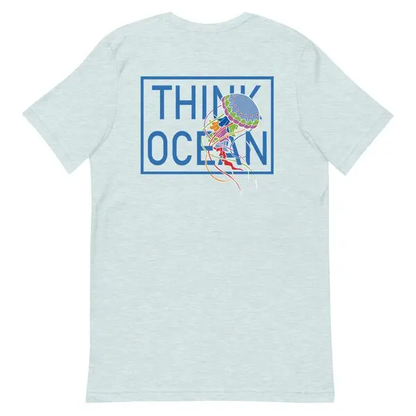 ANCHOR & CREW Ice Think Ocean Jellyfish Fluorescence Cotton Embroidered T-shirt - Blue