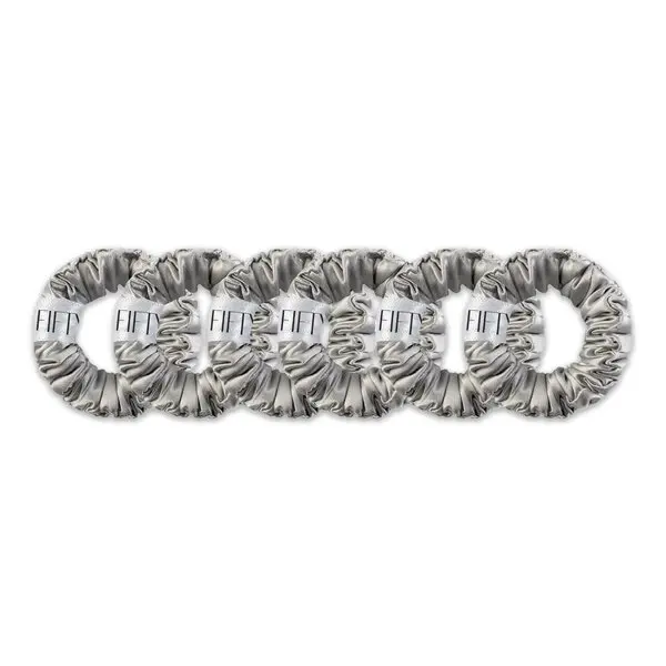 6FIFTYTWO® Pure Mulberry Mini Silk Scrunchies - Silver