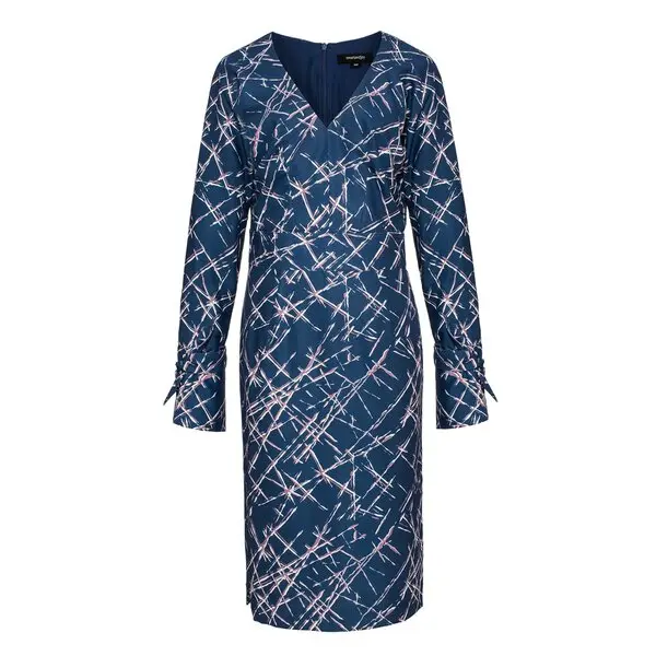 SMART AND JOY Graphic Print High Waist Dress - Blue