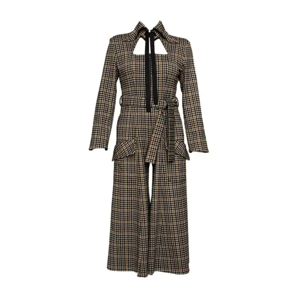 ARTISTA Neutrals Checkered Hazel Myday Jumpsuit - Brown