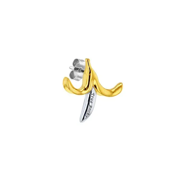 TRUE ROCKS Silver / Gold Banana Stud Earring 2tone Gold/silver - Silver/gold