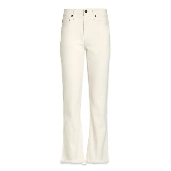 NOEND Neutrals Farrah Mid Rise Kick Flare In Bone - White