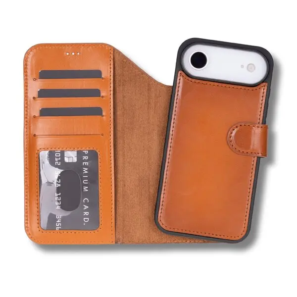 LEATHERE Premium Leather Iphone Air Wallet Case – Rustic Austin - Brown