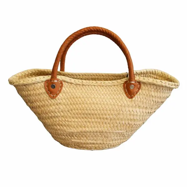 BERBER LEATHER Neutrals The Safi Small Rattan Beach Tote Bag - Black