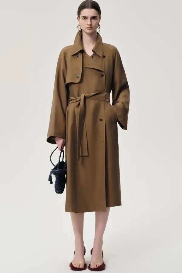FRONT ROW SHOP Drift Trench Coat - Brown