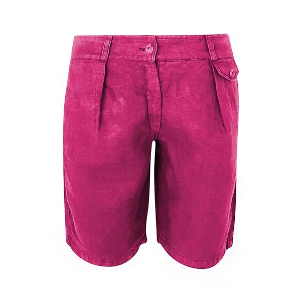Haris Cotton Linen Bermuda With Zip And Button Pomegranate - Red