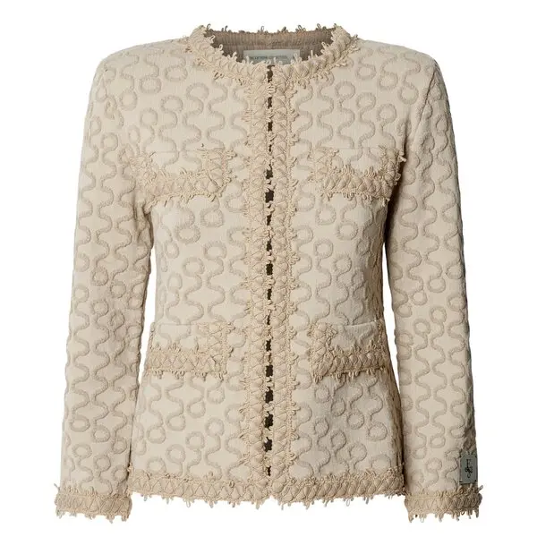 THE EXTREME COLLECTION Beige Knit Jacket Embroidered - Brown