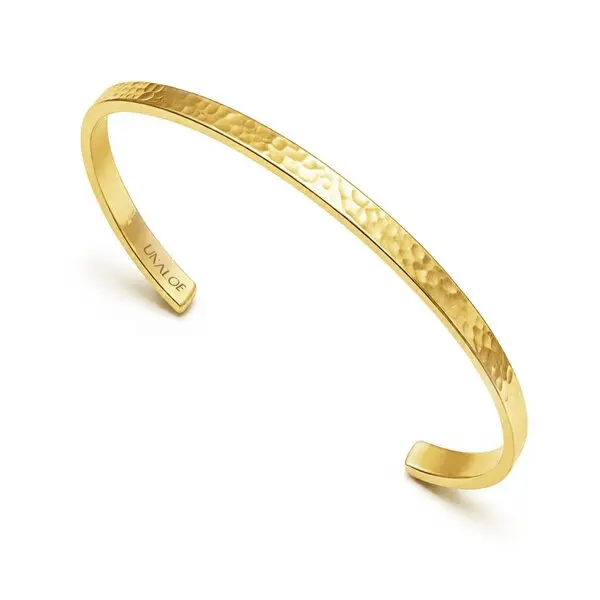 UNALOE Open Plated Rigid Bangle With Small Hammered Band – Jewelry - Gold