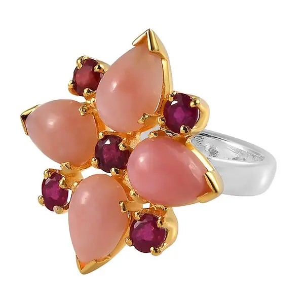 EMMA CHAPMAN JEWELS Pink / Red Pink Opal Ruby Ring - Pink/red