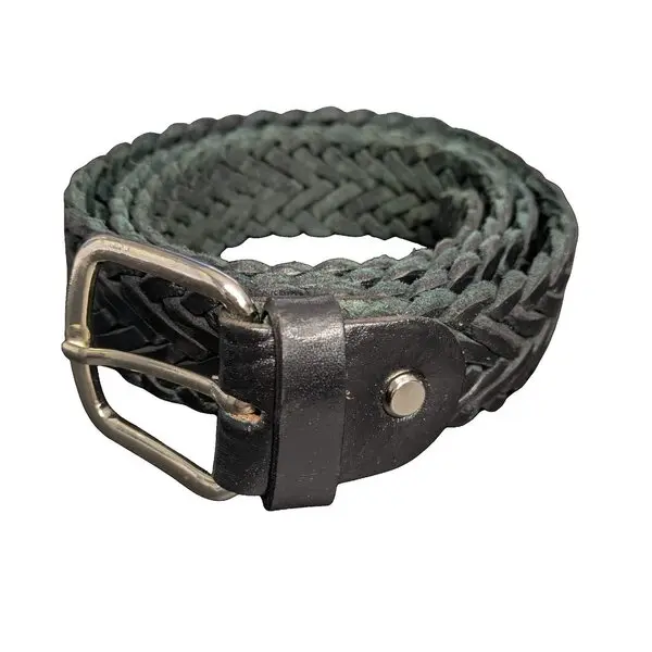 BERBER LEATHER Braided Leather Belt - Black