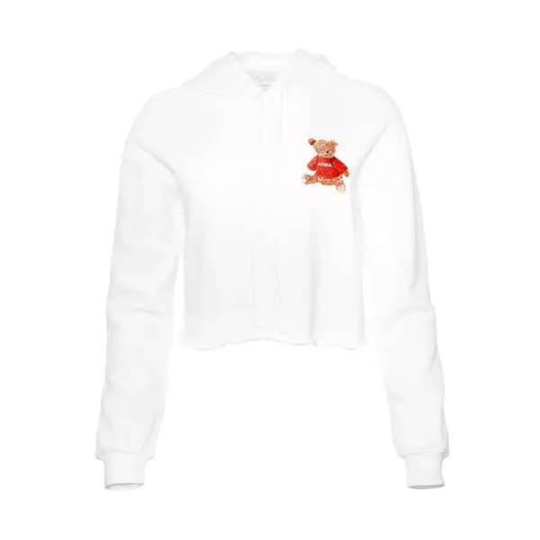 ADIBA Embroidered Bear Hoodie Sweater - White