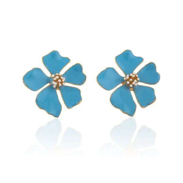 MILOU JEWELRY Light Wild Rose Flower Earrings - Blue