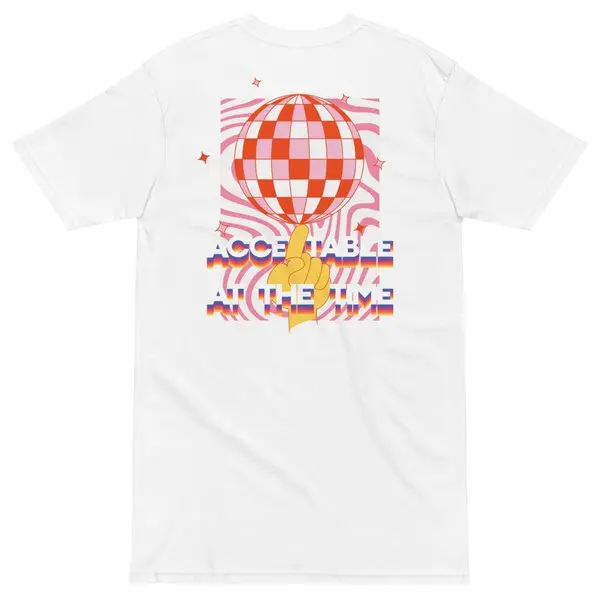 ANCHOR & CREW Acceptable At The Time Disco! Heavy Cotton Embroidered T-shirt - White