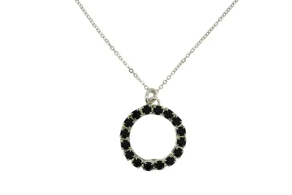 VICKISARGE The Hoop Necklace In Platinum Long - Black