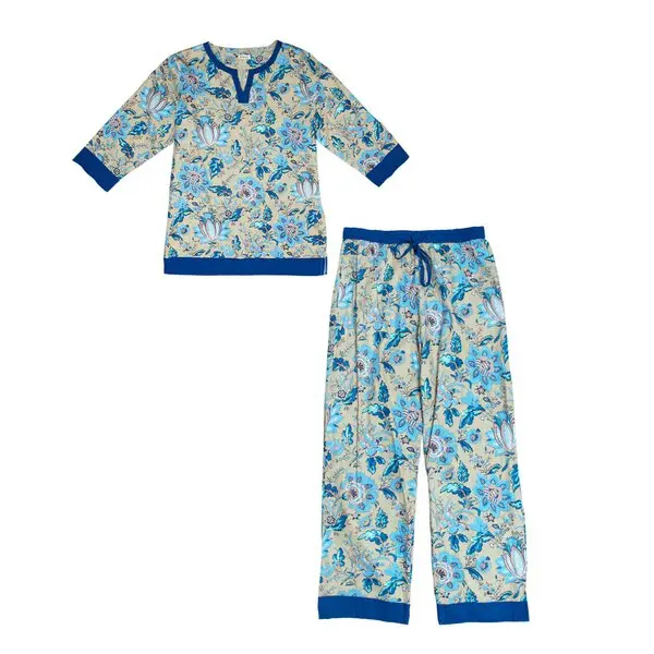 INARA Indigo Lotus Cotton Pyjamas - Blue
