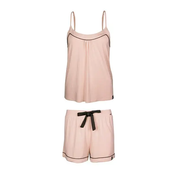PRETTY YOU Bamboo Cami & Short Pyjama Set In Pink - Orange