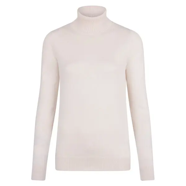 PAUL JAMES KNITWEAR Ultra Fine Cotton Terri Roll Neck Long Sleeve Jumper - White