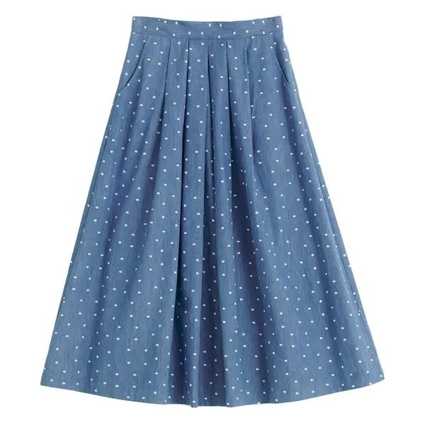 LOUCHE Pasadena Flower Dot Midaxi Skirt - Blue