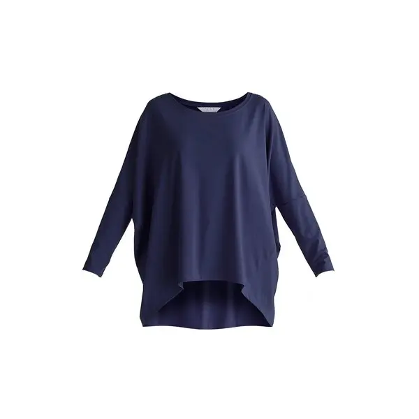 PAISIE Wide Neck Oversized Lyocell Jersey Top In Navy - Blue