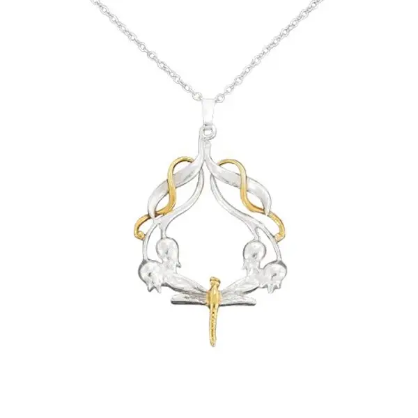 SIMON KEMP JEWELLERS Dragonfly And Rosehip Necklace In Eighteen Carat Gold And Sterling - Silver