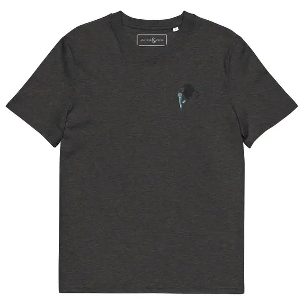 ANCHOR & CREW Heather Artist Monkey Organic Cotton Embroidered T-shirt - Black