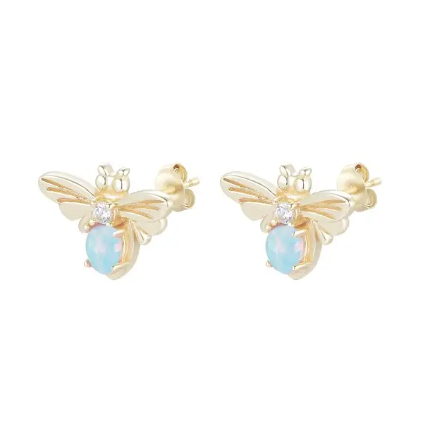 KAMARIA Opal Bee Stud Earrings - Green