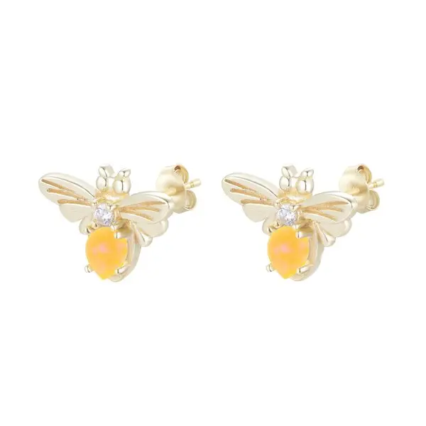 KAMARIA Opal Bee Stud Earrings - Orange