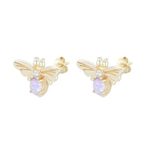 KAMARIA Opal Bee Stud Earrings - Purple