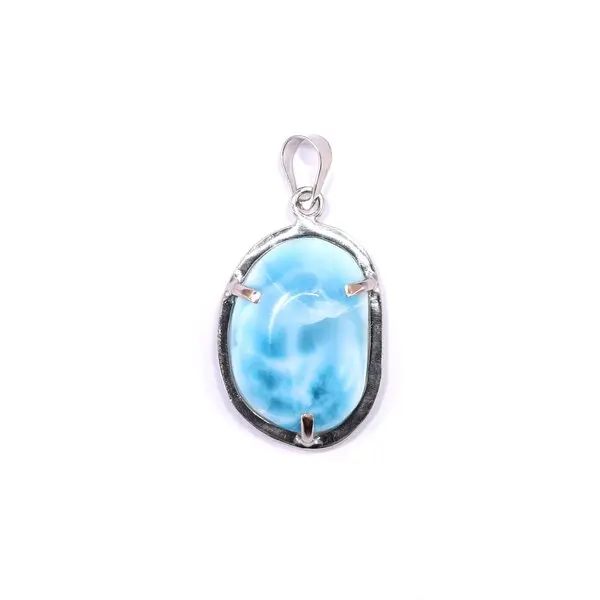 MINERALGEMS ✩ STUDIO Larimar Pendant With Sterling Silver Chain - Blue
