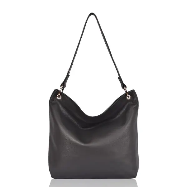 OWEN BARRY Leather Shoulder Bucket Bag Hesta - Black