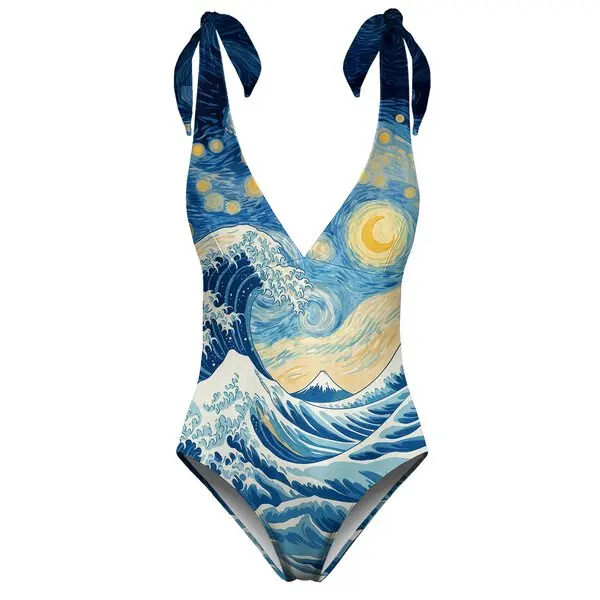 ALOHA FROM DEER Starry Wave One Piece Swimsuit - Blue/yellow