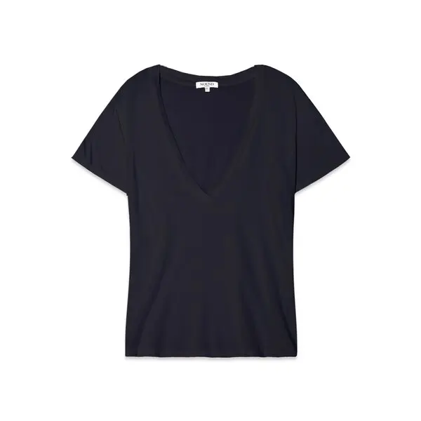 NOEND Supima Cotton Deep V Neck Tee In Vintage - Black