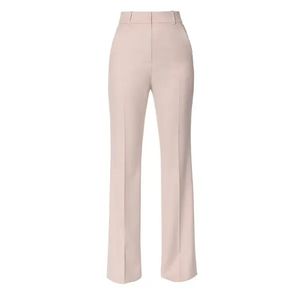 AGGI BY HALEWSKI Neutrals Kyle Pearl Ivory High Waisted Trousers Long - White