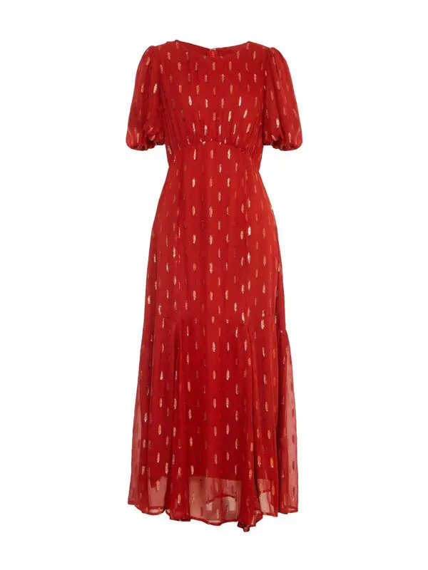 ROSE & NANCY Hazel Sparkle Tan Maxi Dress - Brown