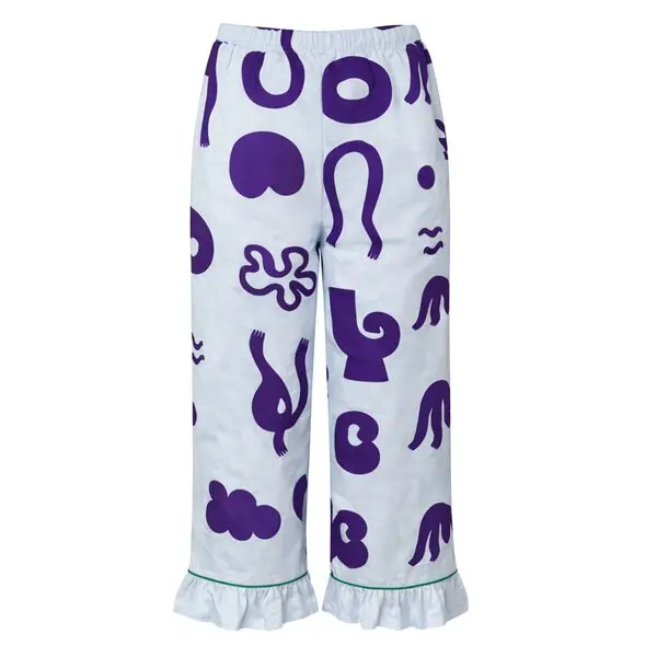 WILD CLOUDS Organic Cotton Pyjama Bottoms In Things - Blue