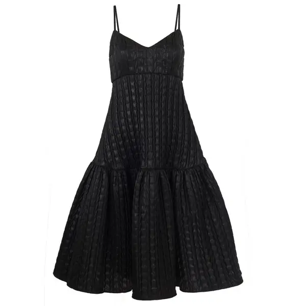 MIRIMALIST Puff Quilted Voluminous Midi Dress - Black