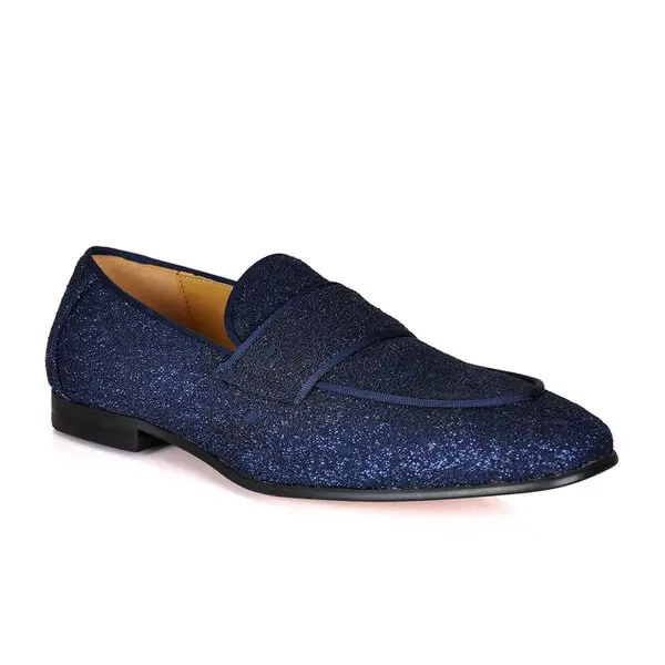 DAVID WEJ Alberto Floral Glitter Loafers Navy - Blue