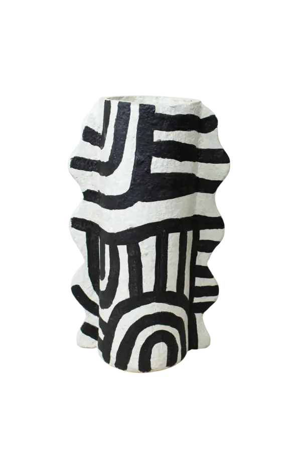 Botanical Boys Neutrals / Ligagasi Paper Mache Vase Fifty Three - Black