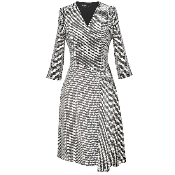 SMART AND JOY Crossed Draped On Side Skater Dress - Grey
