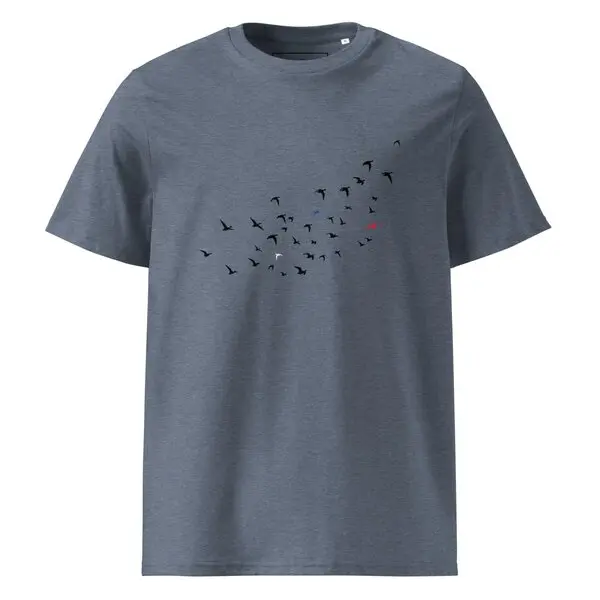 ANCHOR & CREW Heather Birds Where's William Going? Organic Cotton T-shirt - Blue